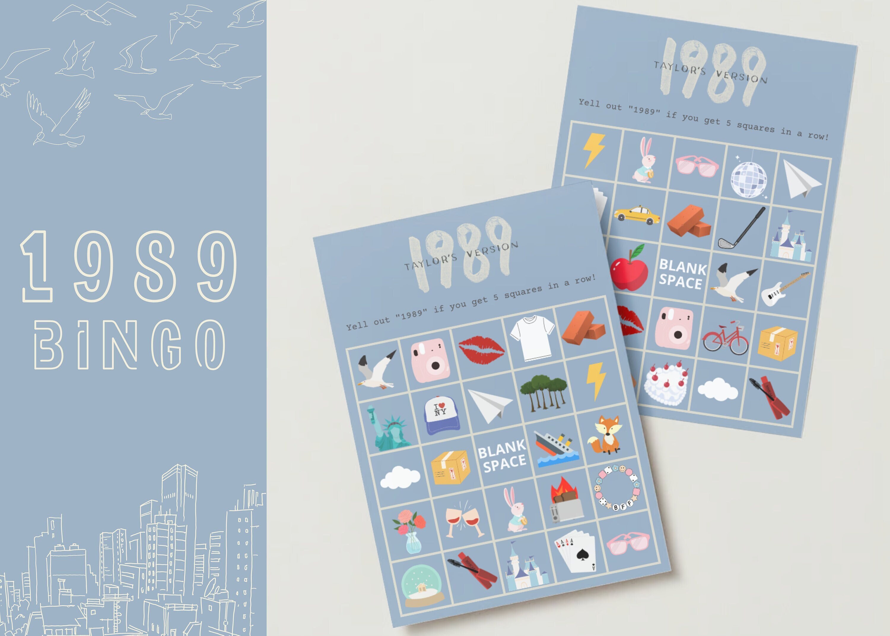 1989 Taylor Swift Album Themed Bingo Printable Instant Download 1989 ...