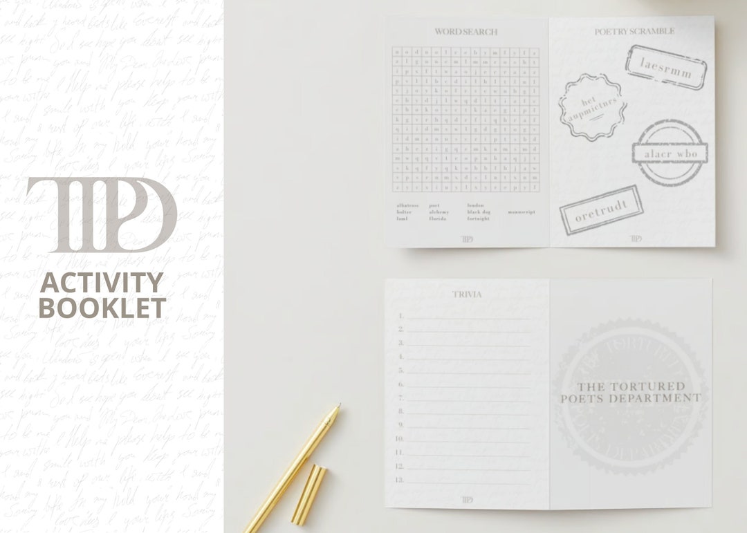 The Tortured Poets Department Taylor Swift Album-themed Party Activity ...