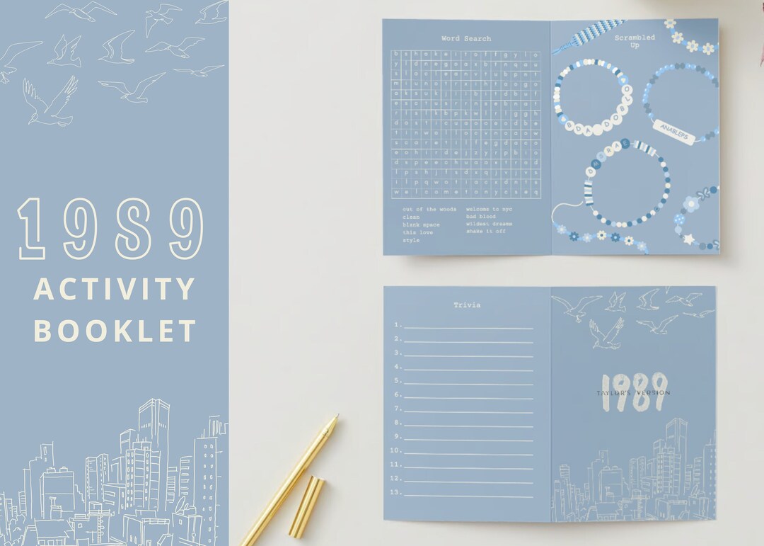 1989 Taylor Swift Album Themed Party Activity Booklet | Printable ...