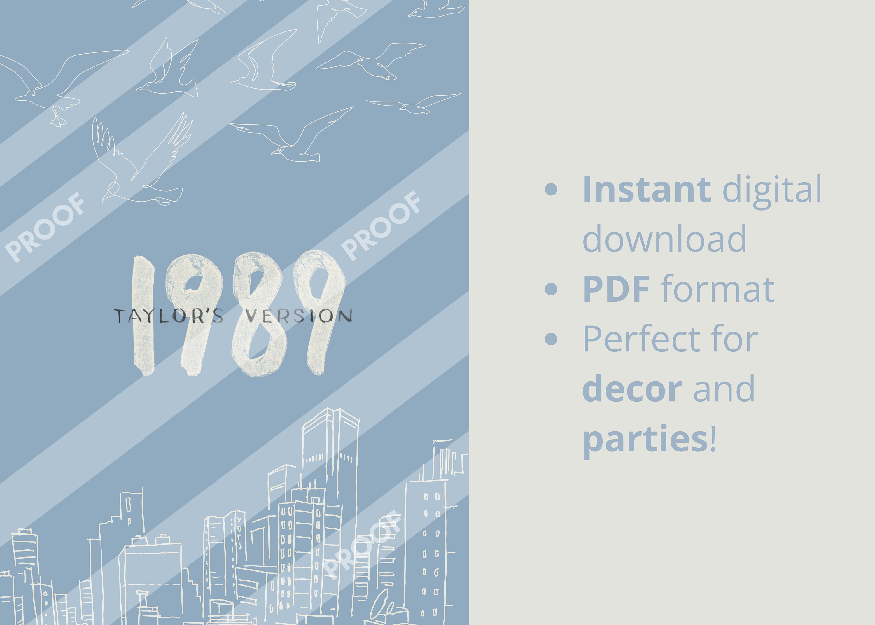 1989 Taylor Swift Album Themed Poster Printable Instant - Etsy