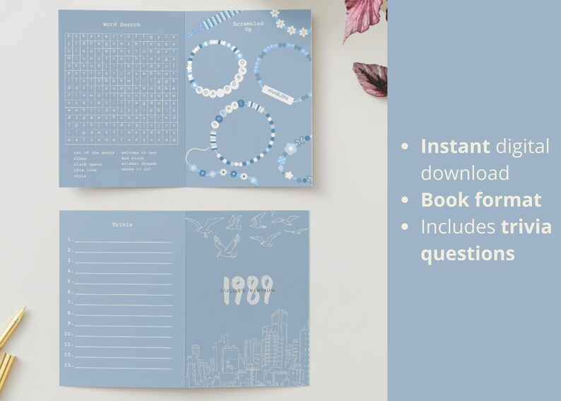 1989 Taylor Swift Album Themed Party Activity Booklet | Printable ...
