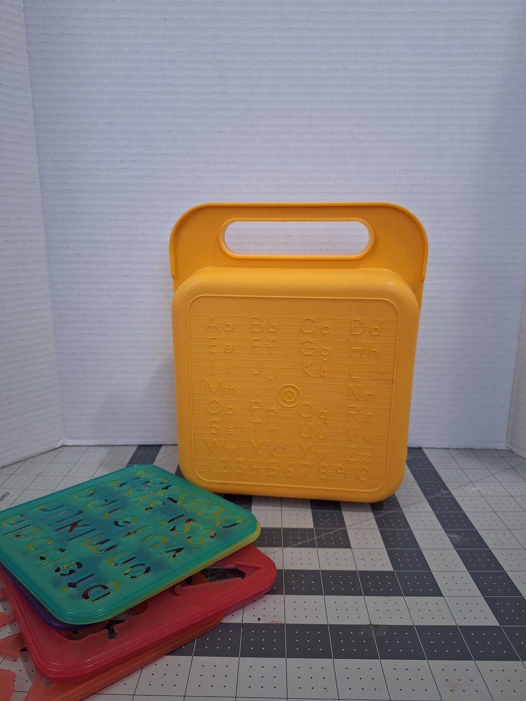 Vintage 1980s Tupperware Yellow Alphabet Number Case With Stencils - Etsy