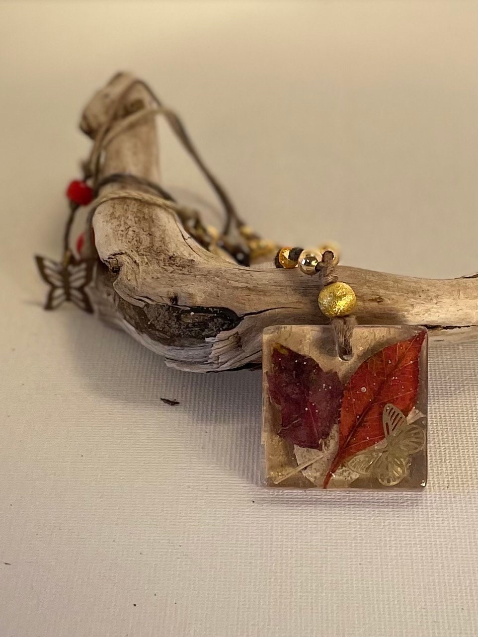 Leather Backed Necklace, Square, Pendant Necklace. Handmade Leather Backed Necklace, Square, Pendant Necklace. Handmade