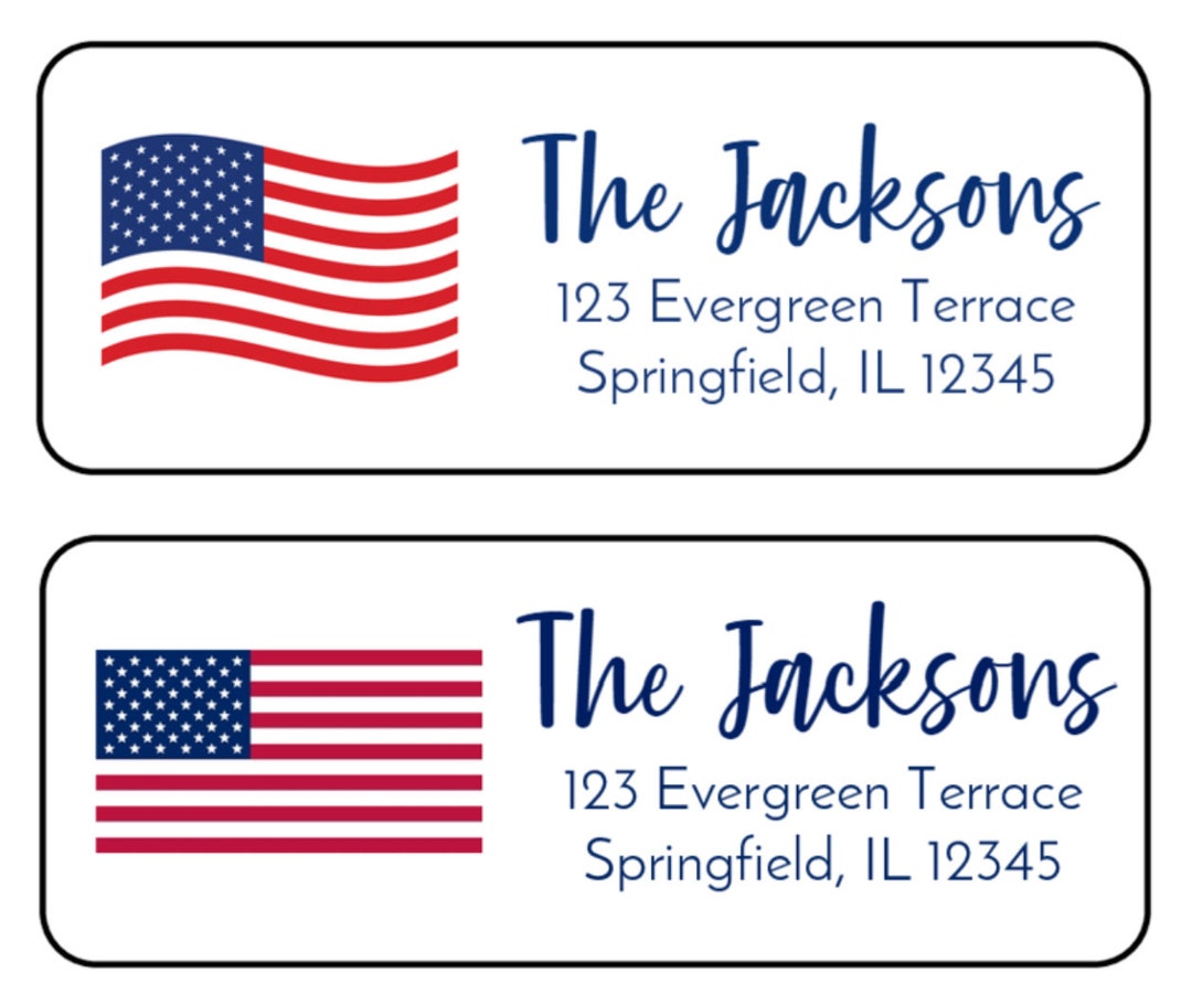 American Flag Return Address Labels | Custom 4th of July Labels ...