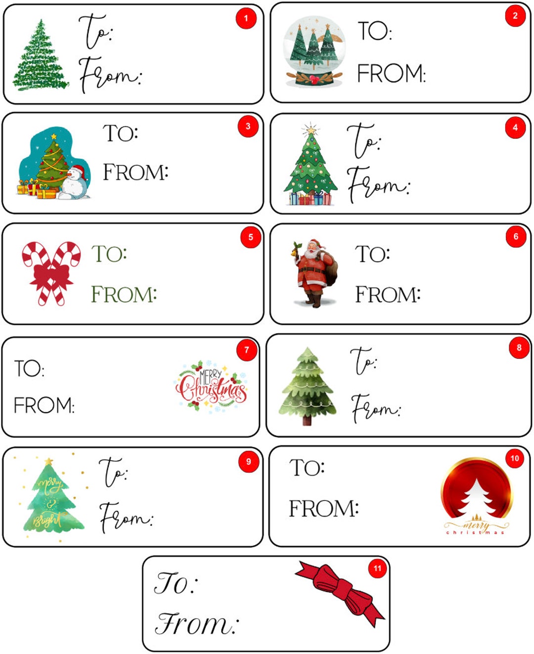 Christmas Gift Labels Holiday Gift Labels to and From Gift Labels ...