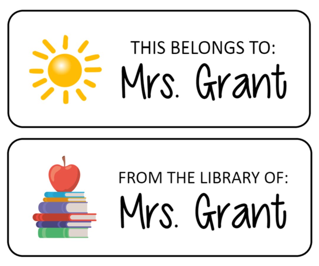 Teacher Labels Custom Teacher Book Stickers Personalized Teacher ...