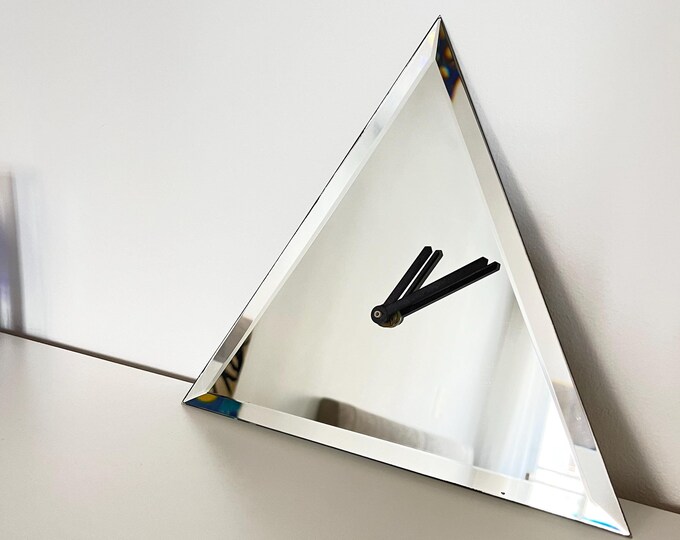 Vintage Triangular Mirror Wall Clock by Scholer, France/germany, 1980s ...