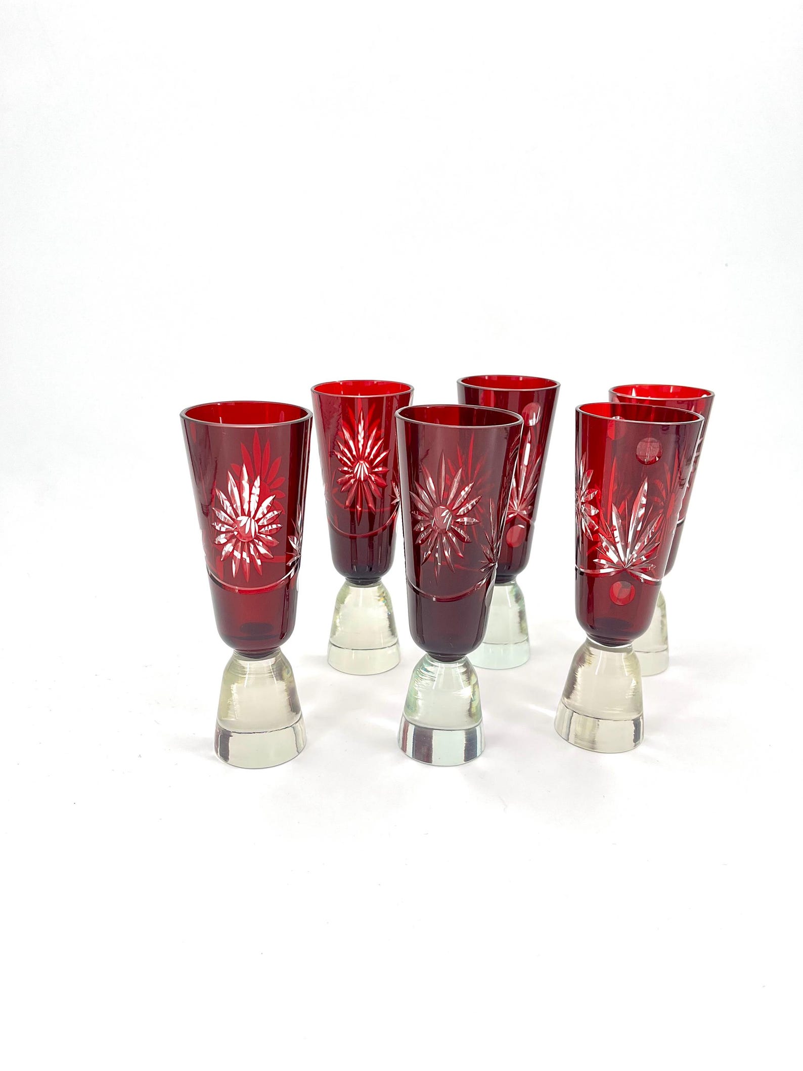 Vintage Set of 6 Art Deco Bohemian Ruby Glasses From the 1920s | Rare ...