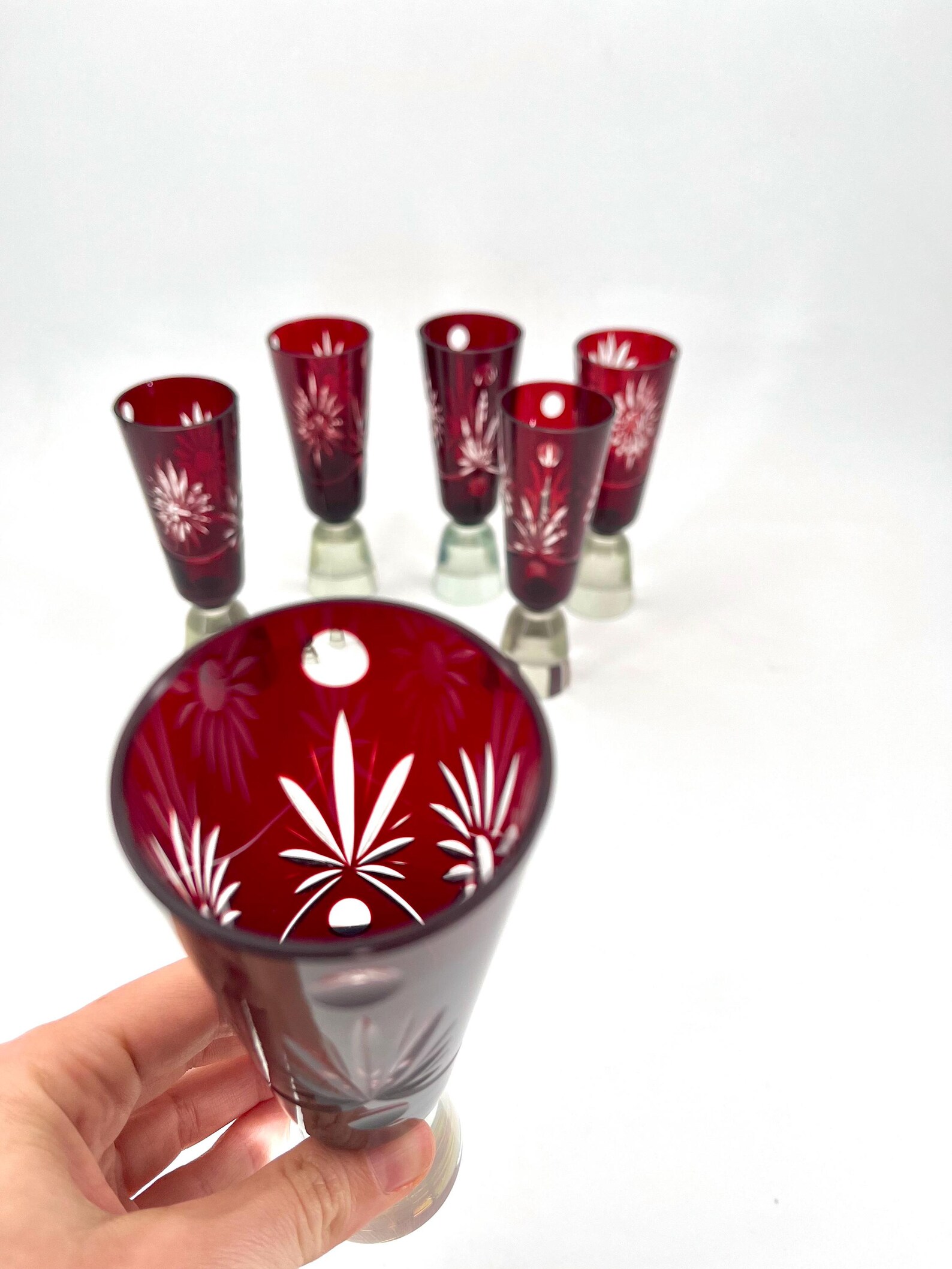 Vintage Set of 6 Art Deco Bohemian Ruby Glasses From the 1920s | Rare ...