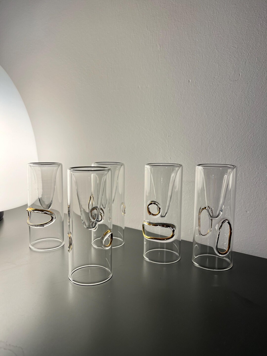 Set of 5 Vintage Blown Glass Digestif/shot Glasses Made in Italy, 1980s ...