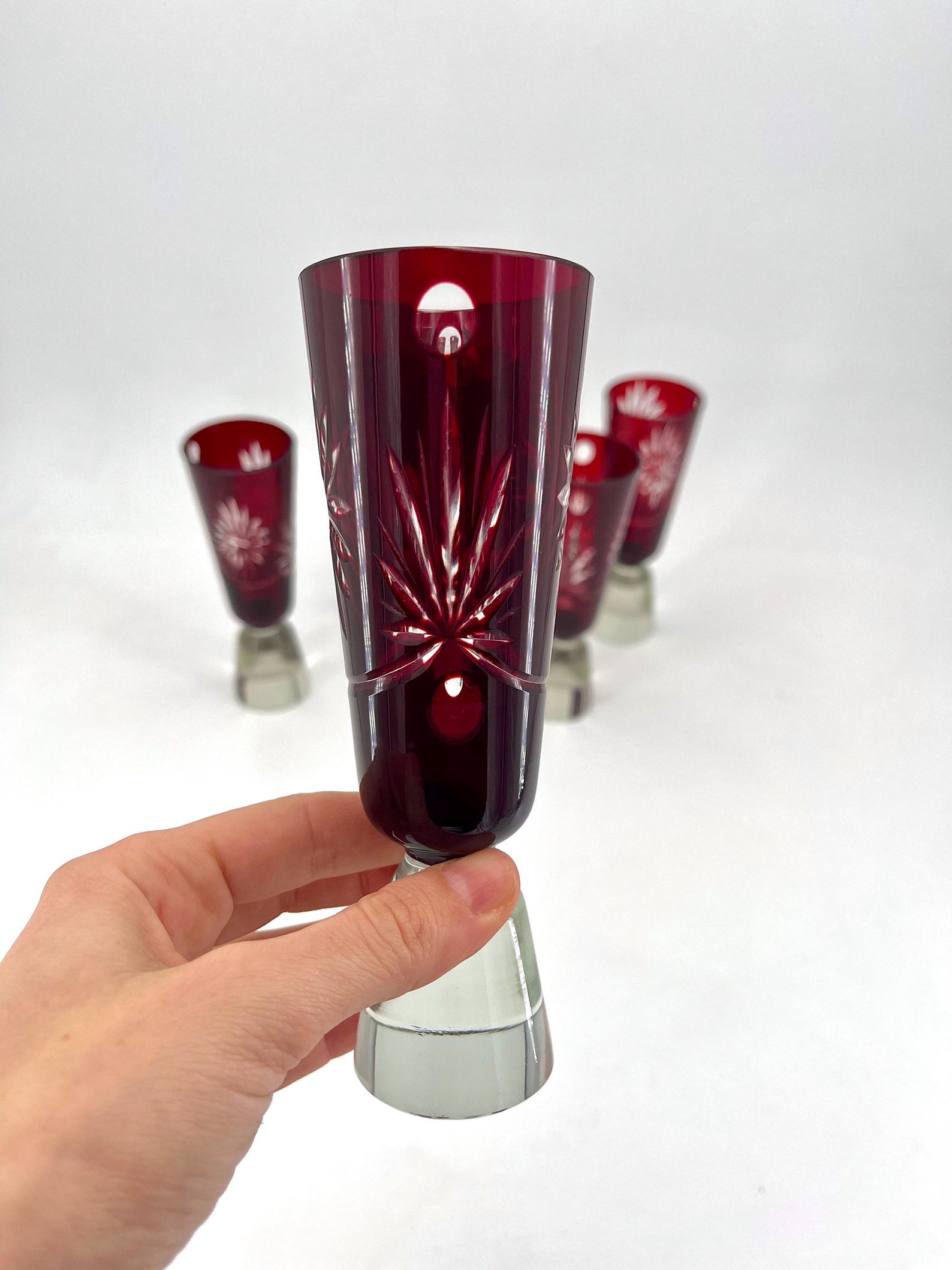Vintage Set of 6 Art Deco Bohemian Ruby Glasses From the 1920s | Rare ...
