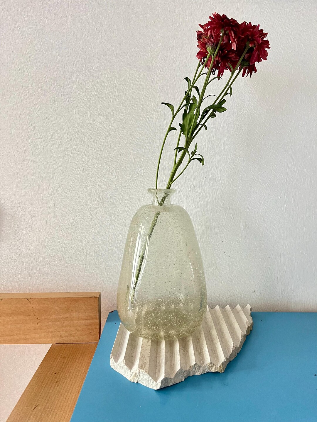 Vintage Bubble Glass Vase – Mid-century Modern Artisan Hand-blown ...