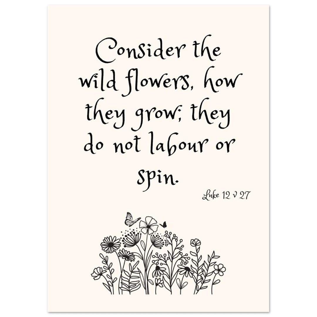 Consider the Wild Flowers Christian Wall Art, Scripture Verse Print ...