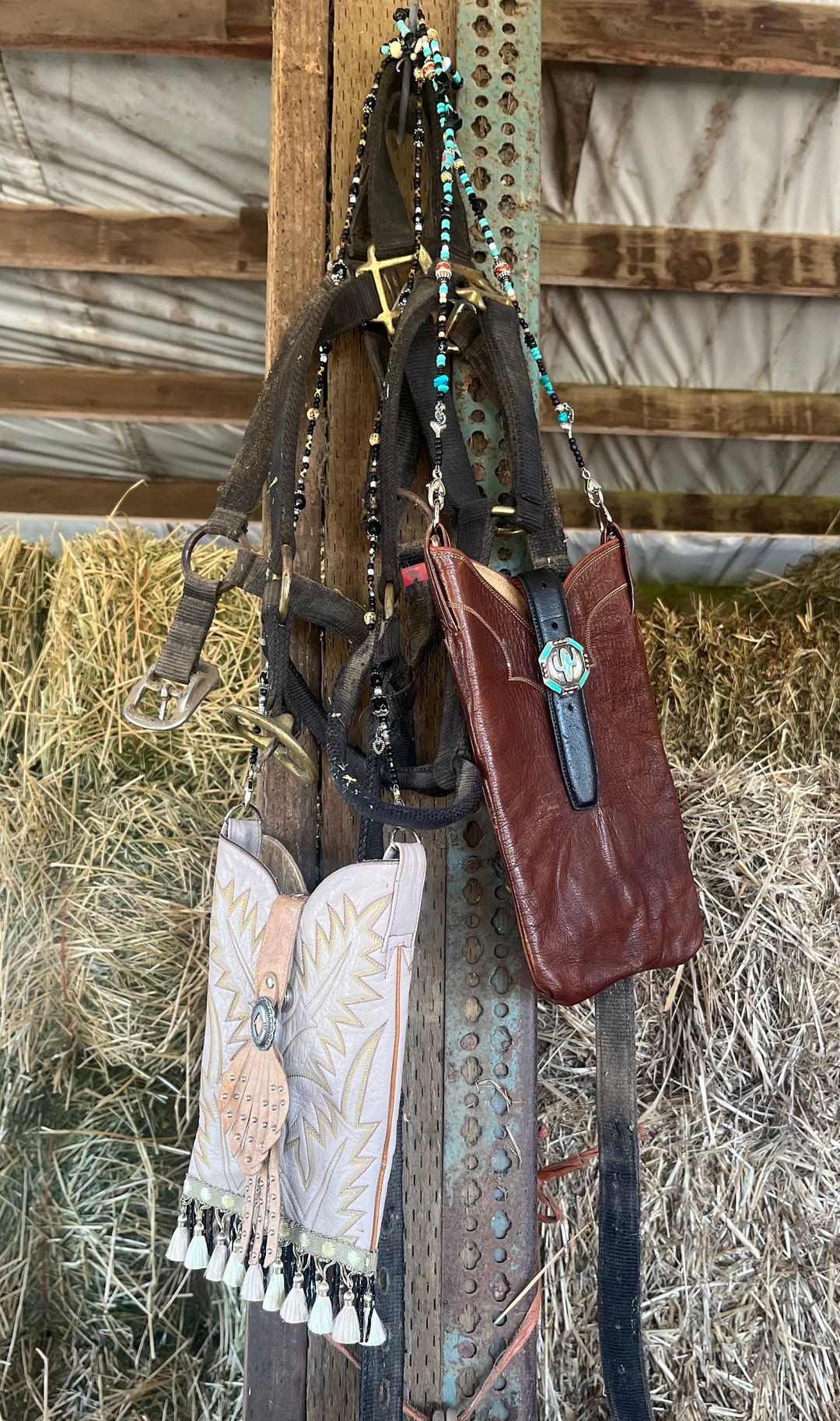 Western Crossbody Purse Made With Upcycled Leather Cowboy Boot - Etsy