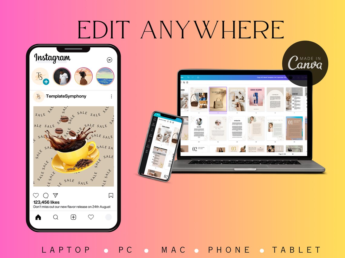 100 Customizable Instagram Post Template, Canva Bundle, Social Media ...