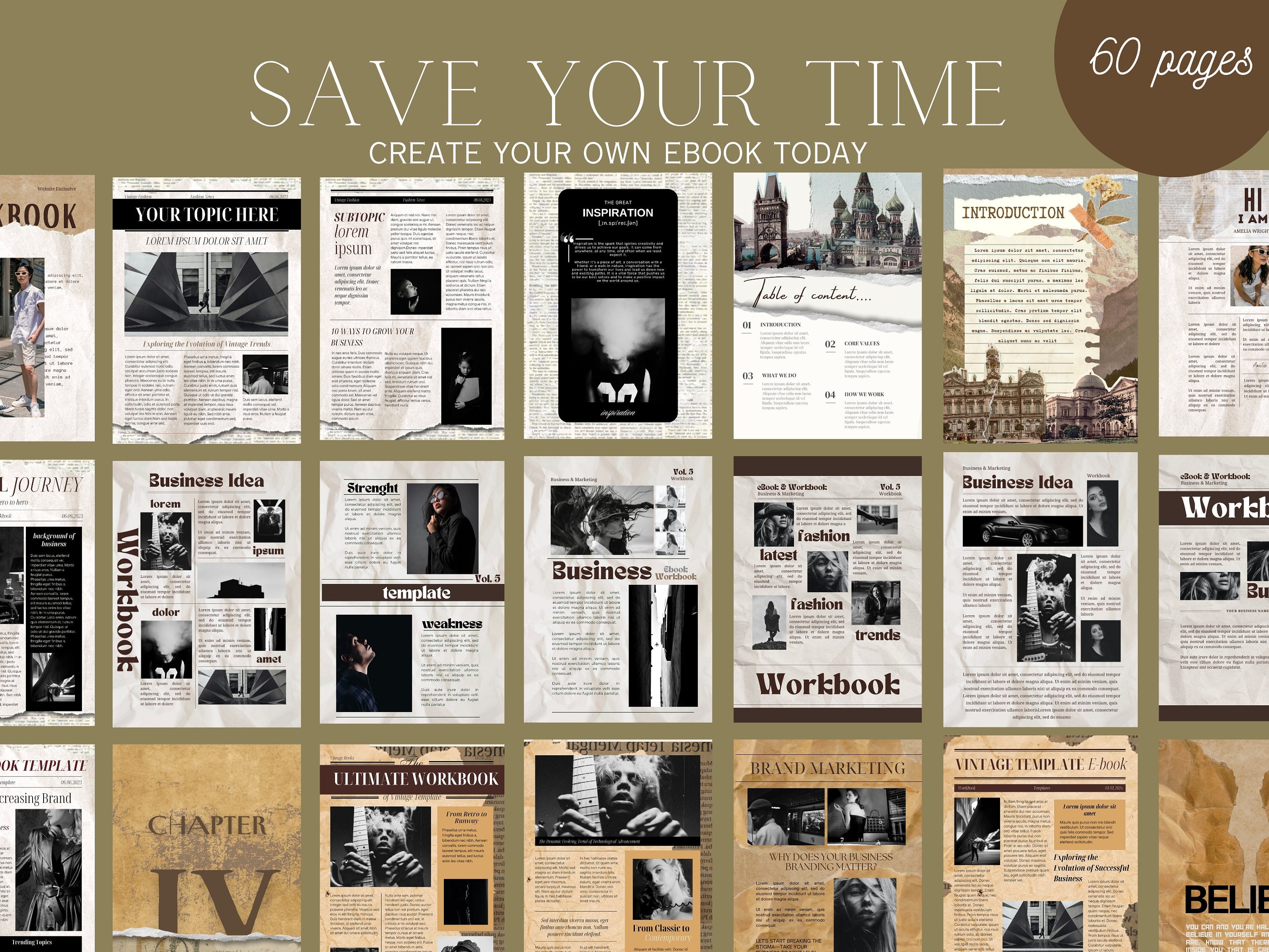 Ebook Template Canva Vintage Newspaper Article Journal Lead Magnet ...