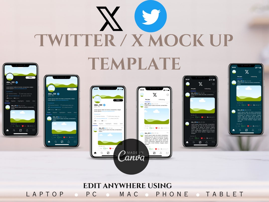Twitter X Mockup Template Canva | Social Media Mockup | Business Mockup ...