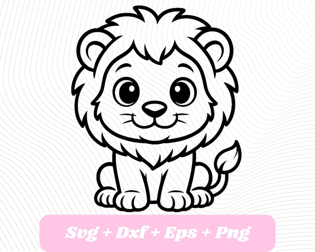 Baby Lion SVG - Cute Outline Lion Clipart - Baby on Board Decal ...