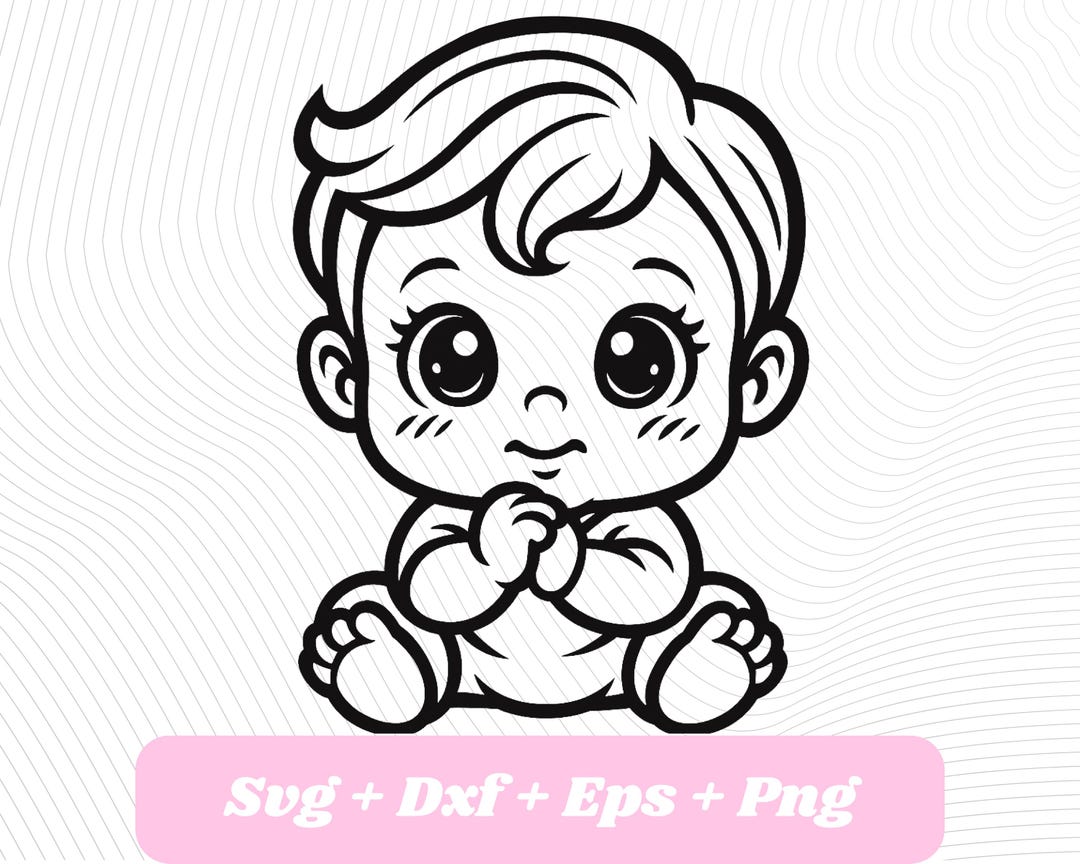Baby Boy SVG File – Cute Baby Clipart – Outline Baby Drawing – Baby on ...
