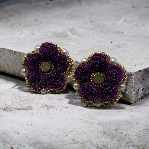 Tufted Beaded Earrings - Etsy