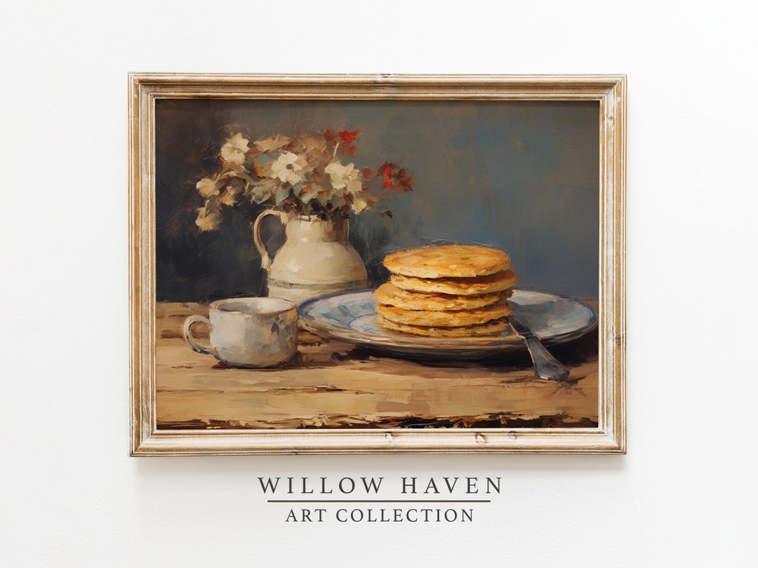 Country Kitchen Print | Vintage Food Painting Art Print | Pancakes ...