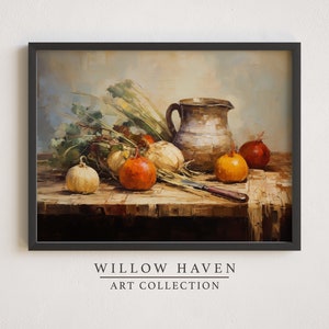Vintage Vegetables Oil Painting | Printable Kitchen Art Print ...