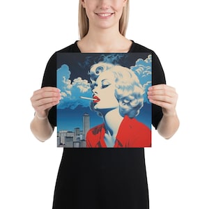 Marilyn Monroe Smoking a Cigarette Hiroshi Nagai Style Print | City Pop ...
