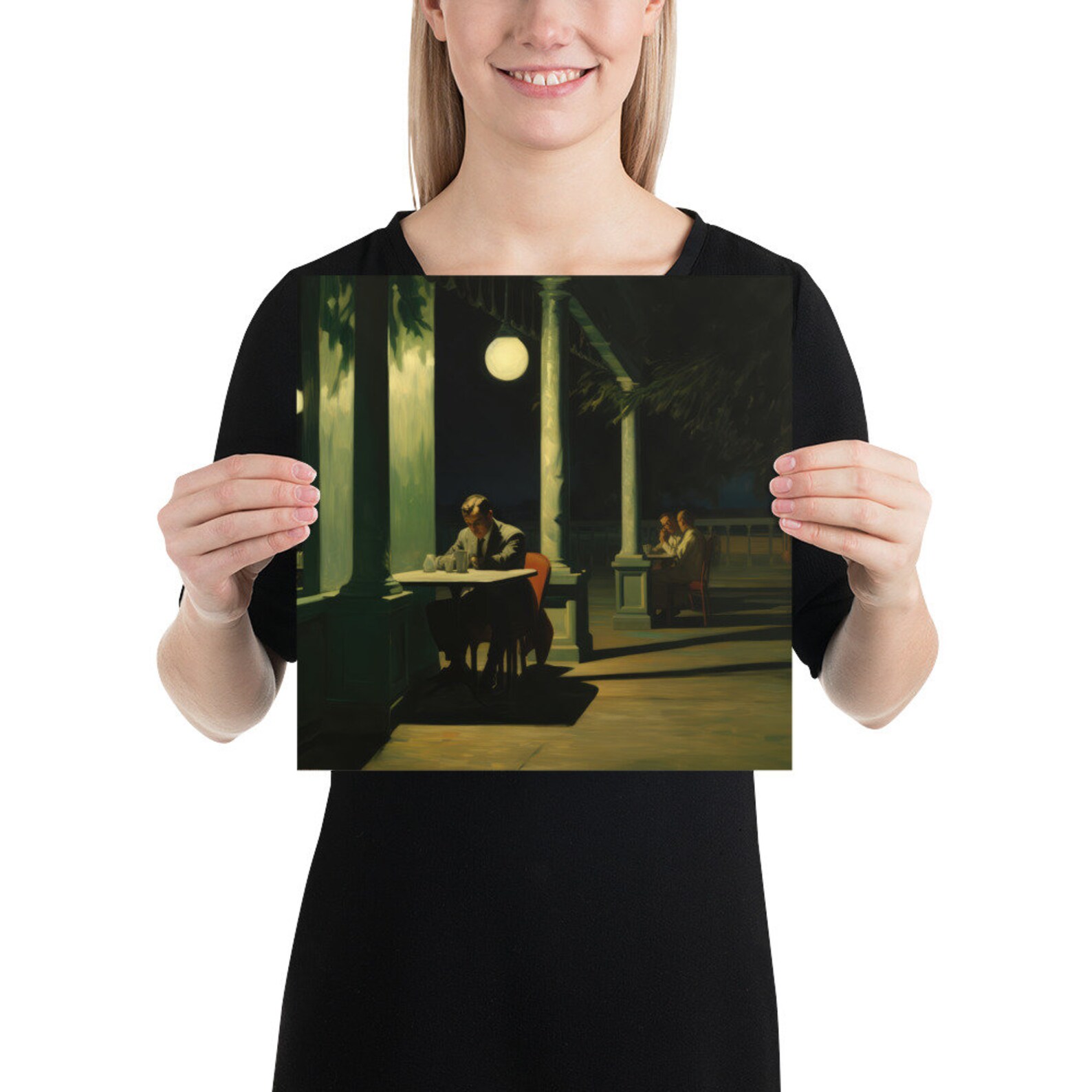 Edward Hopper Inspired Man Alone at Dinner Print | Dining Realism Fine ...