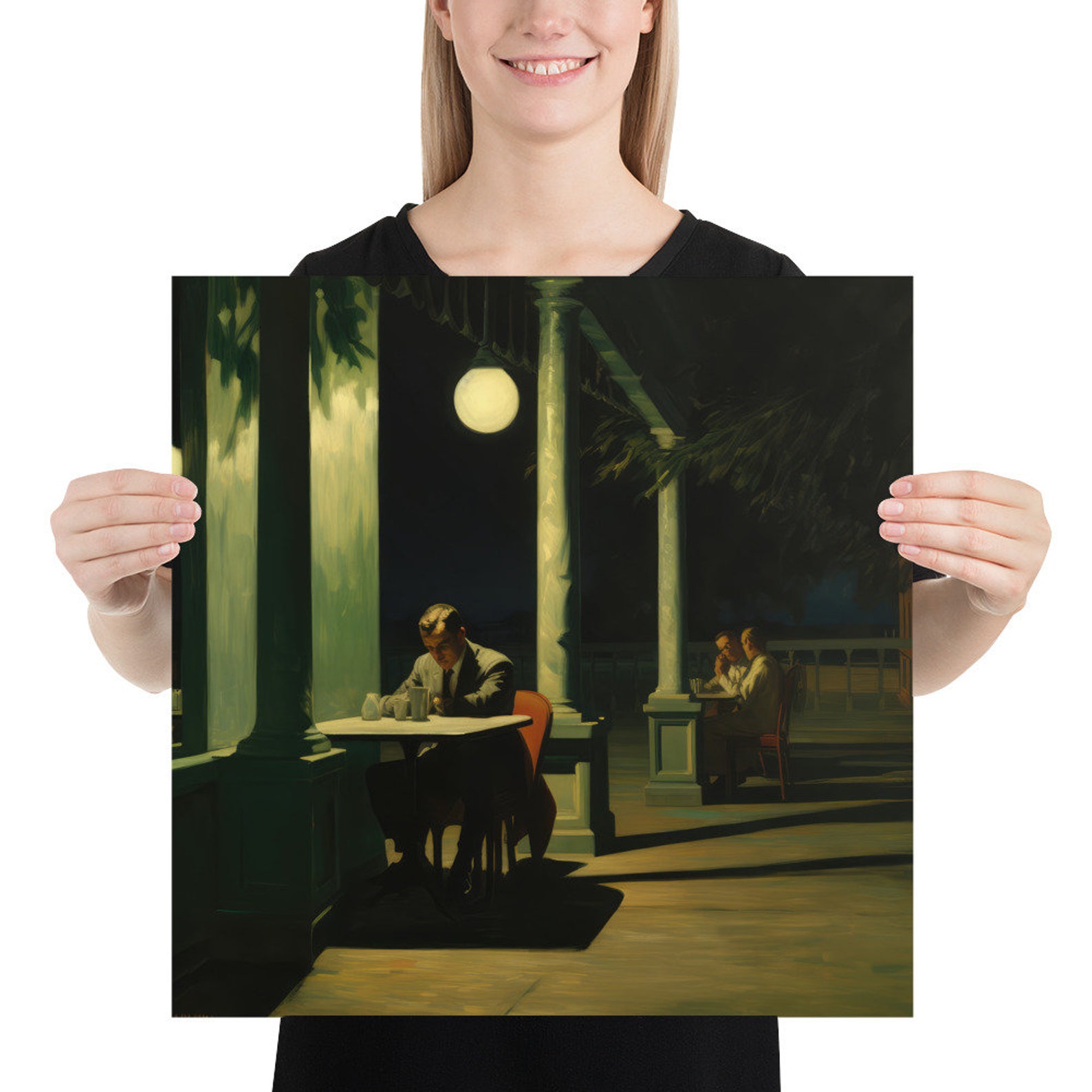 Edward Hopper Inspired Man Alone at Dinner Print | Dining Realism Fine ...