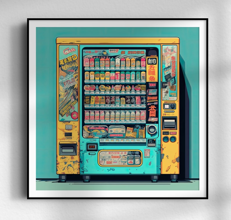 Japanese Vending Machine Poster Anime Drink Machine Wall Art Asian ...