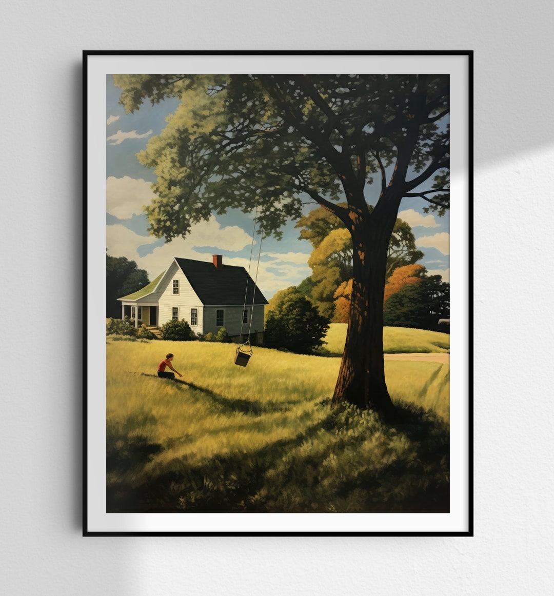 Rope Swing Boy in Summer Edward Hopper Print Americana Summer Nostalgia ...
