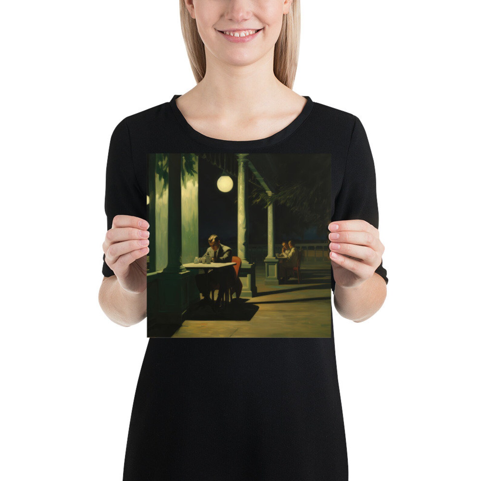 Edward Hopper Inspired Man Alone at Dinner Print | Dining Realism Fine ...
