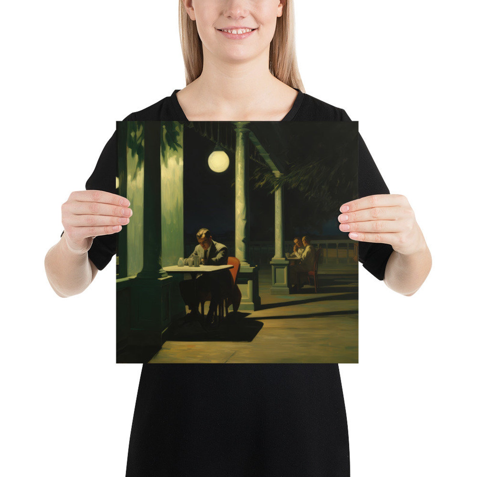 Edward Hopper Inspired Man Alone at Dinner Print | Dining Realism Fine ...