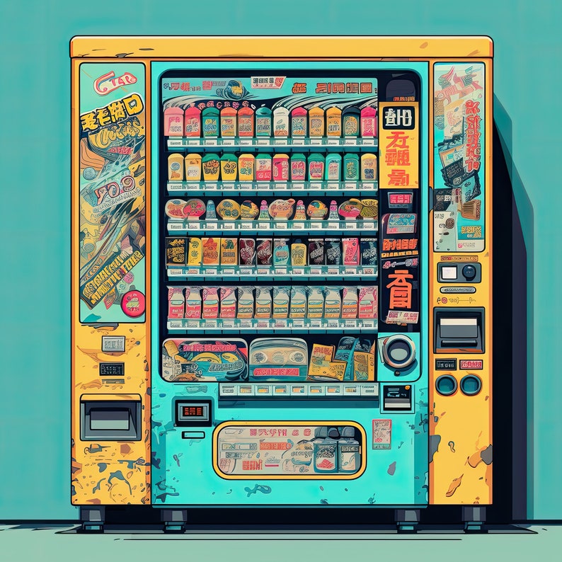 Japanese Vending Machine Poster Anime Drink Machine Wall Art Asian ...