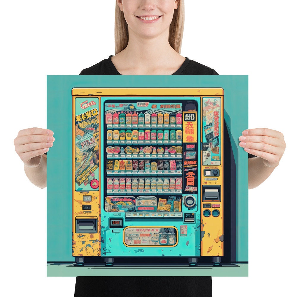 Japanese Vending Machine Poster Anime Drink Machine Wall Art Asian ...