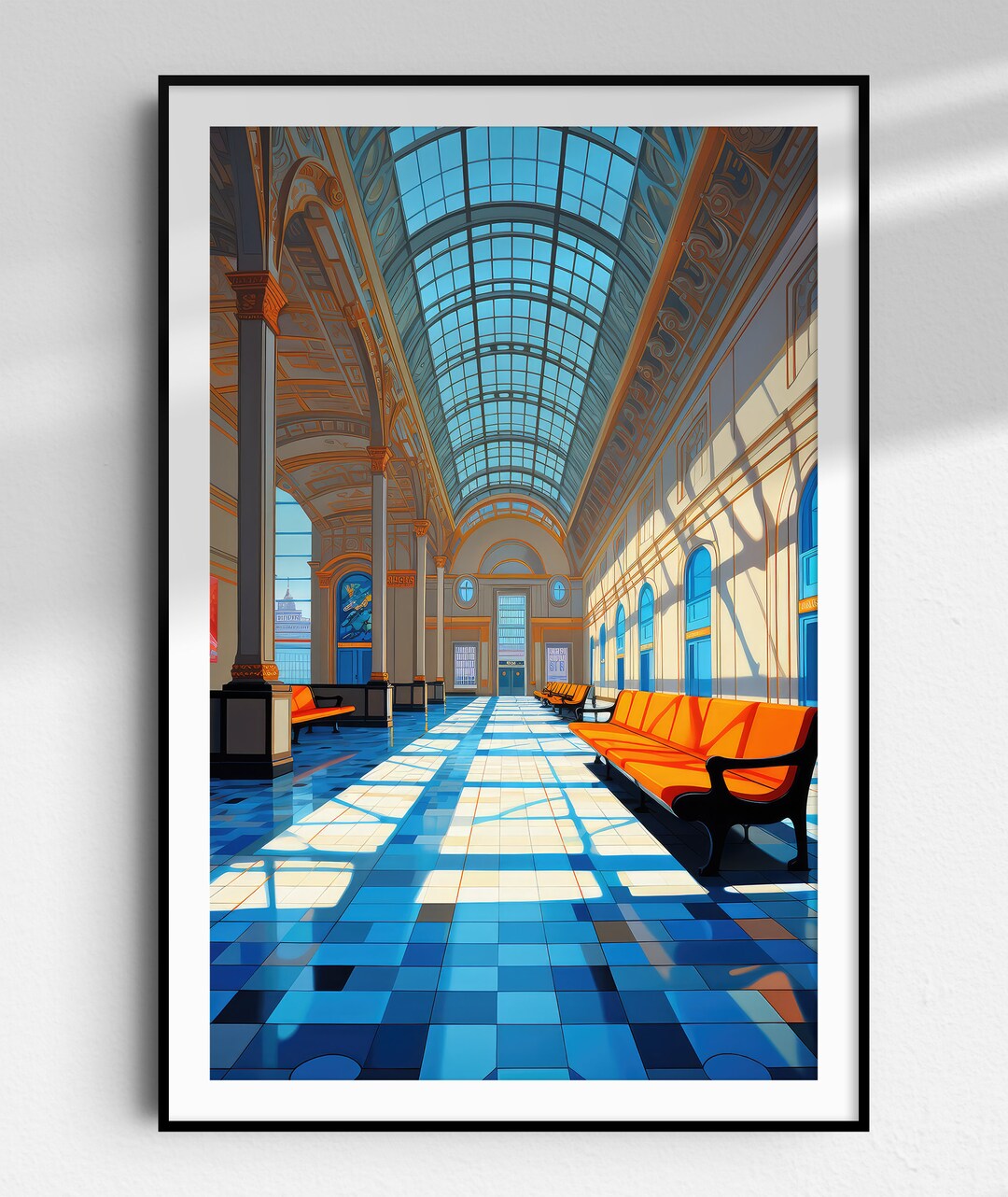 Chicago Union Station Benches Waiting for Train Poster | Amtrak Station ...