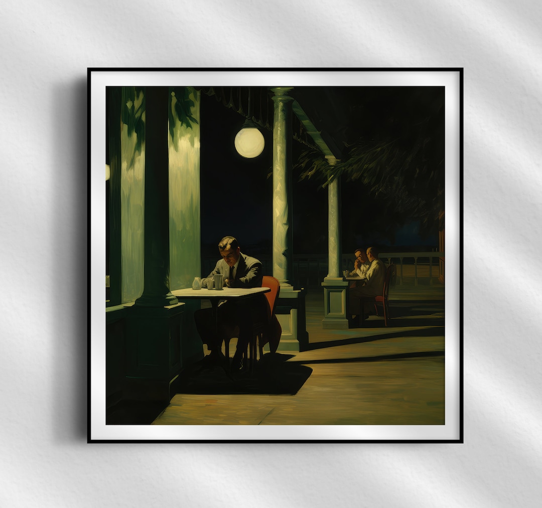 Edward Hopper Inspired Man Alone at Dinner Print | Dining Realism Fine ...