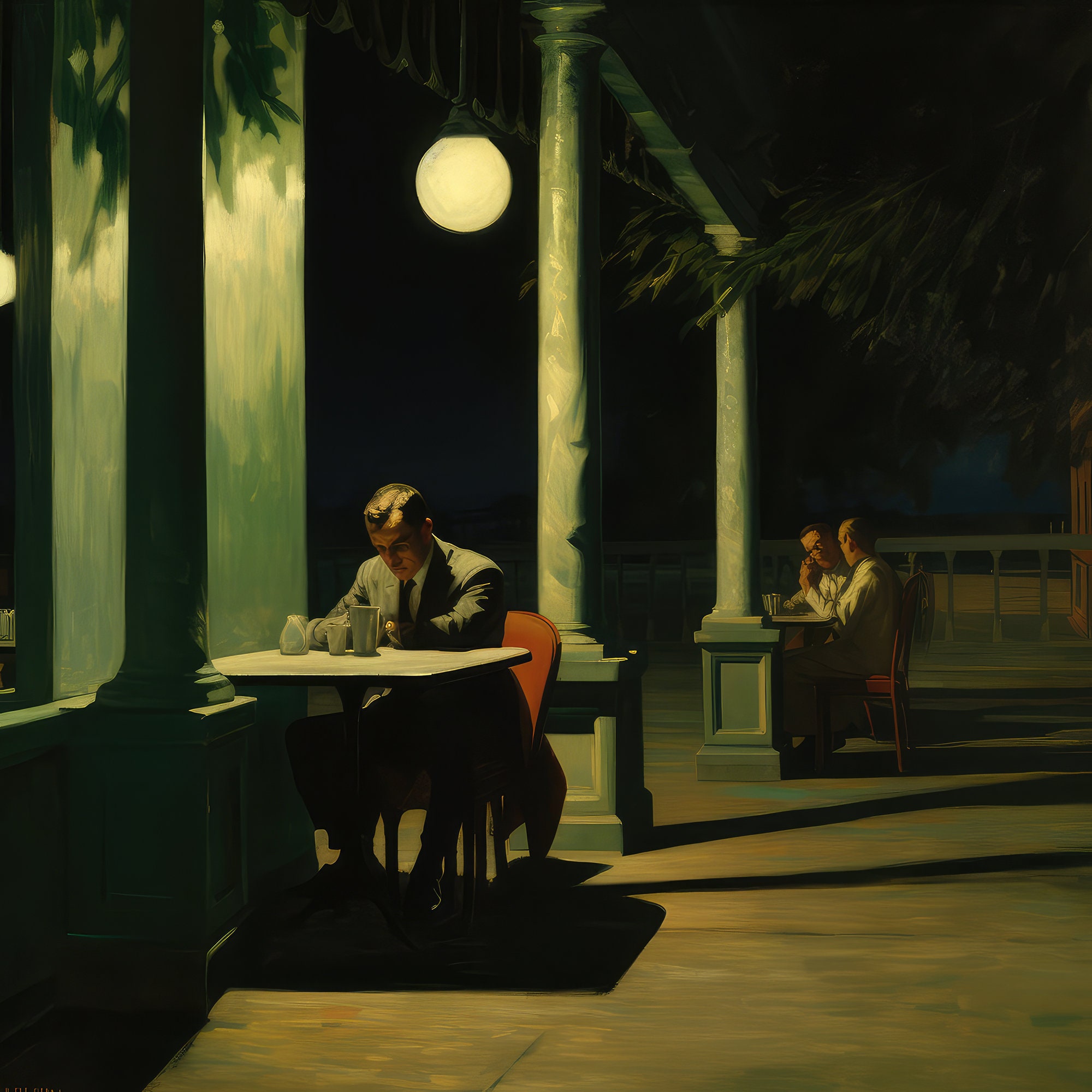 Edward Hopper Inspired Man Alone at Dinner Print Dining Realism Fine ...