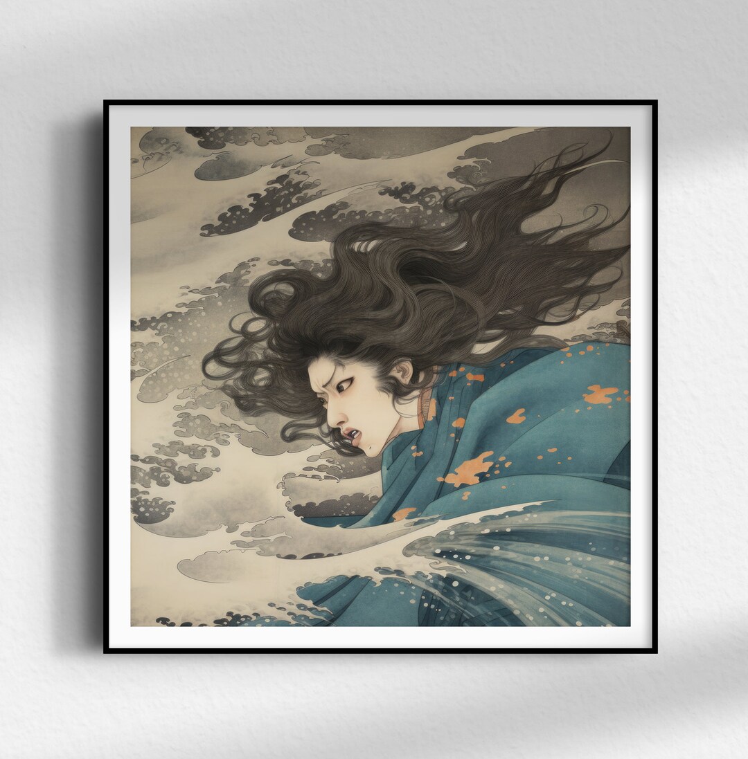 Mulan Warrior in a Storm Poster | Katsushika Hakusai Inspired Wall Art ...