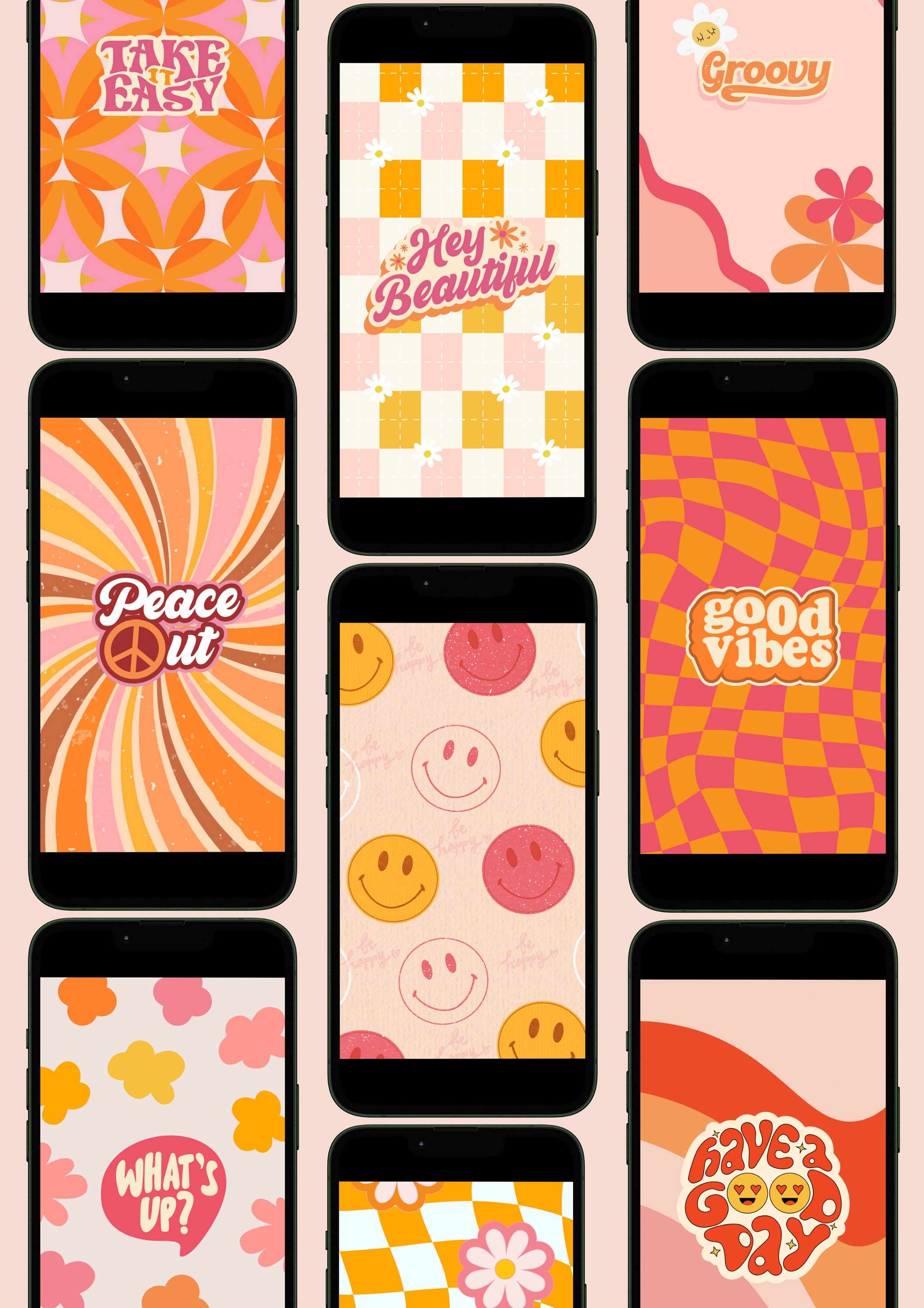 Groovy Phone Wallpaper, Retro Background, 70s Vibes, Vintage Style ...
