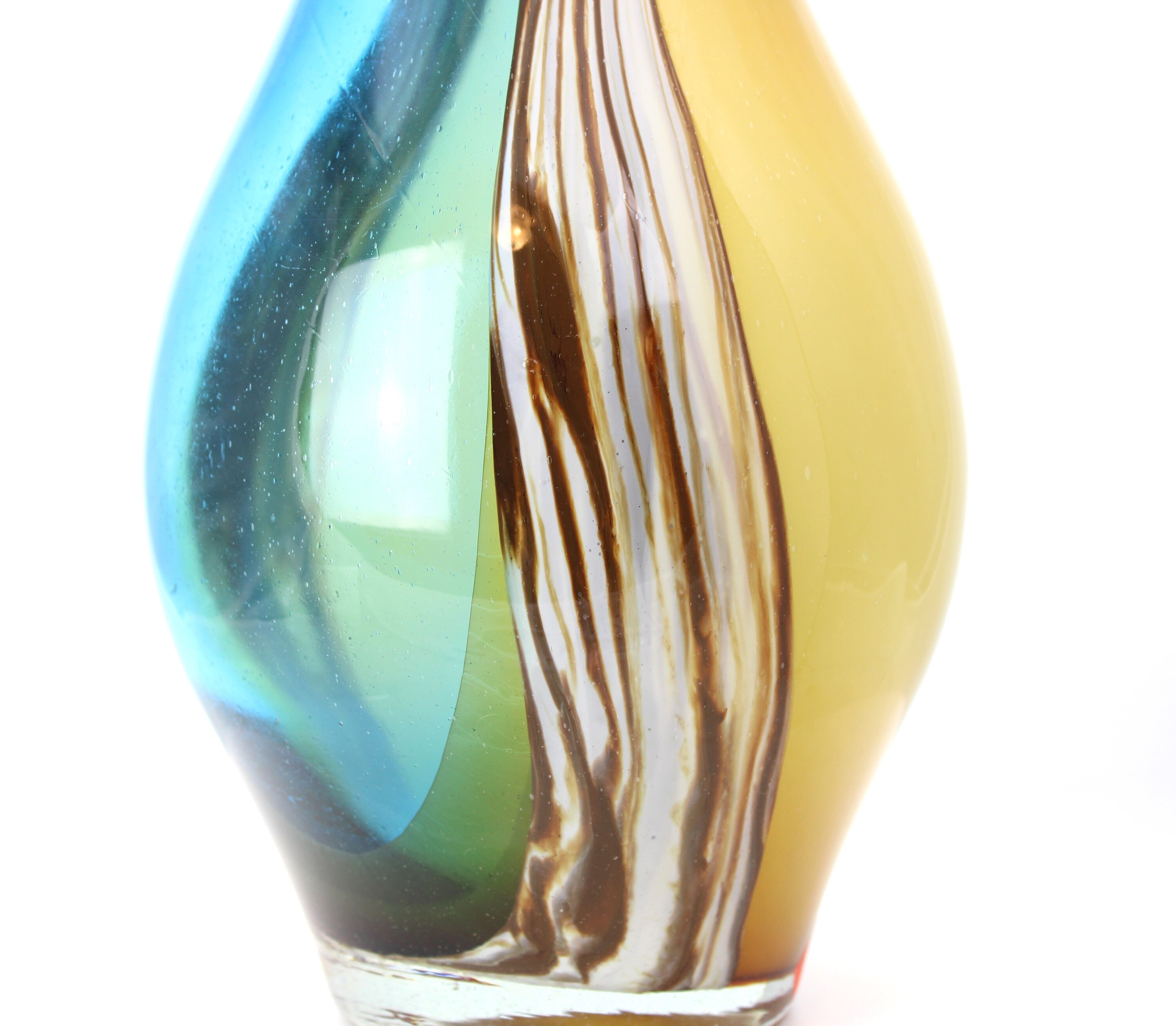 Vintage Tri-color Art Glass Vase With Split Top - Etsy
