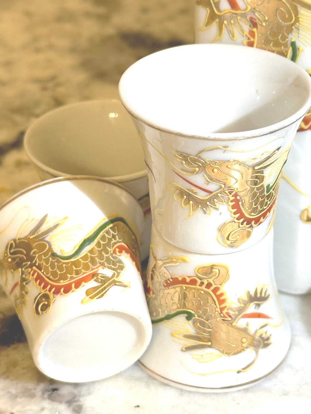 Vintage Dragonware Saki Set: MCM Gem China, Handpainted Gold - Etsy