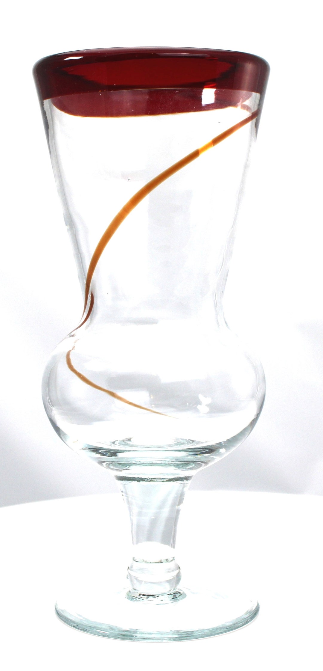 Vintage TGI Friday's Blown Glass Hurricane Glass: Red Swirl Barware - Etsy