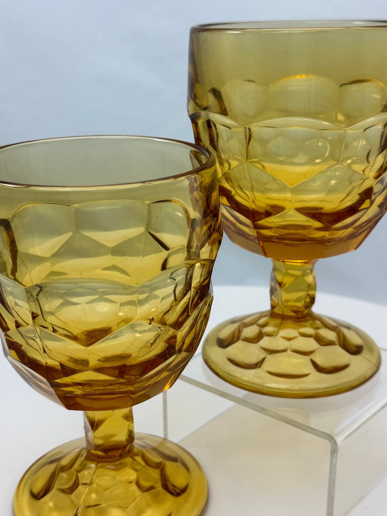 A Vintage Set of 2 Amber Glass Goblets by Viking Glass in Georgian ...