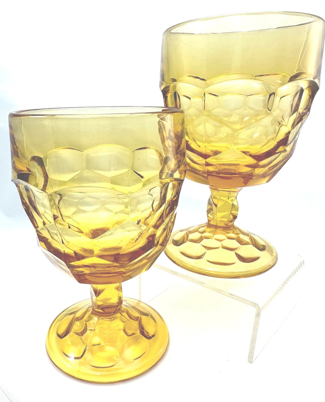 A Vintage Set of 2 Amber Glass Goblets by Viking Glass in Georgian ...