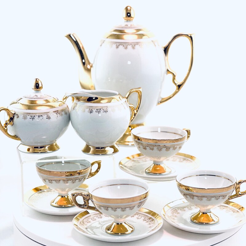 Black and Gold Tea Set - Etsy