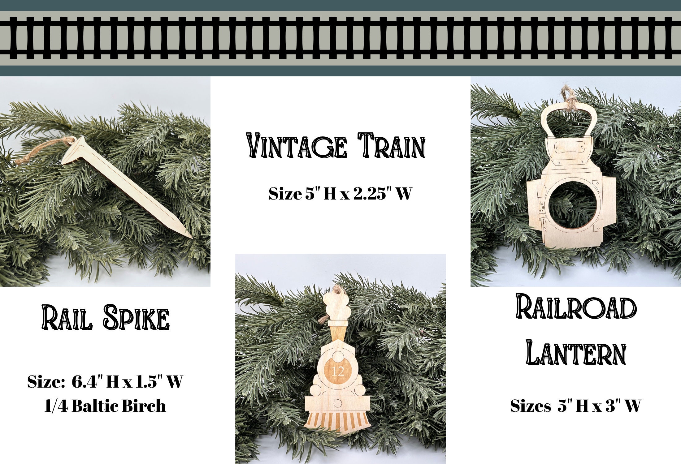 Wooden Train Railroad-themed Laser Ornament, Railroads Christmas Gifts ...