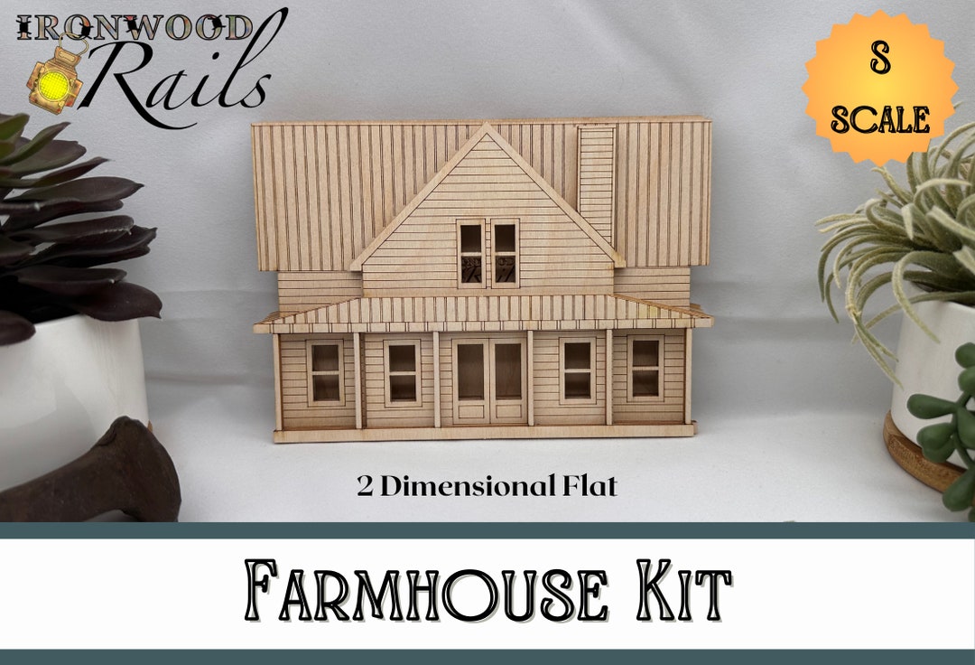 S Scale Two Dimensional Farmhouse Kit, Flat Back Model - Etsy