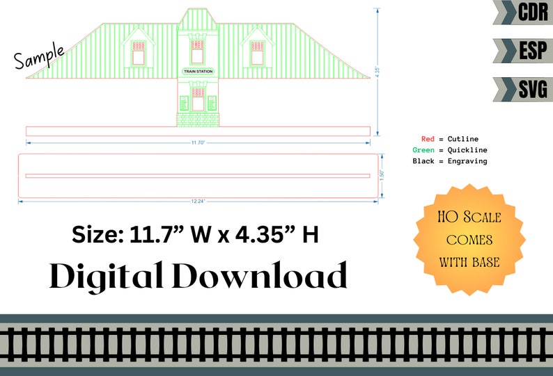 HO Scale 2D Train Station, Railroad Model, Digital Download SVG, Indoor ...