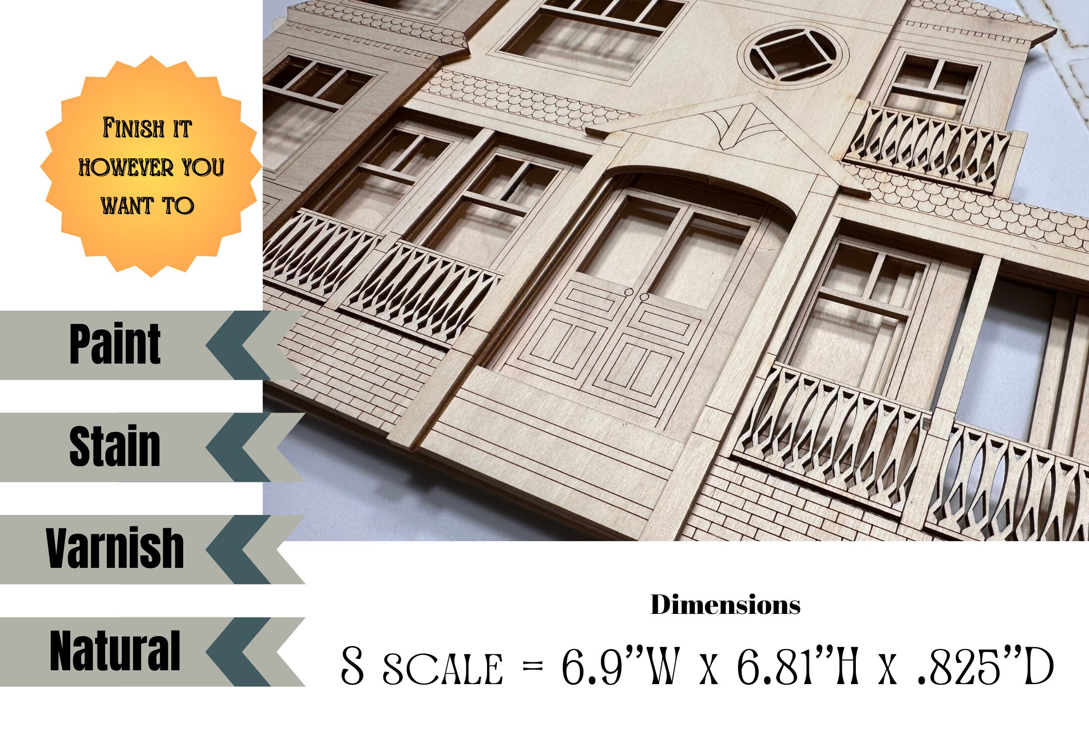 S Scale Model Two-dimensional Victorian House Kit, Flatback Detachable ...